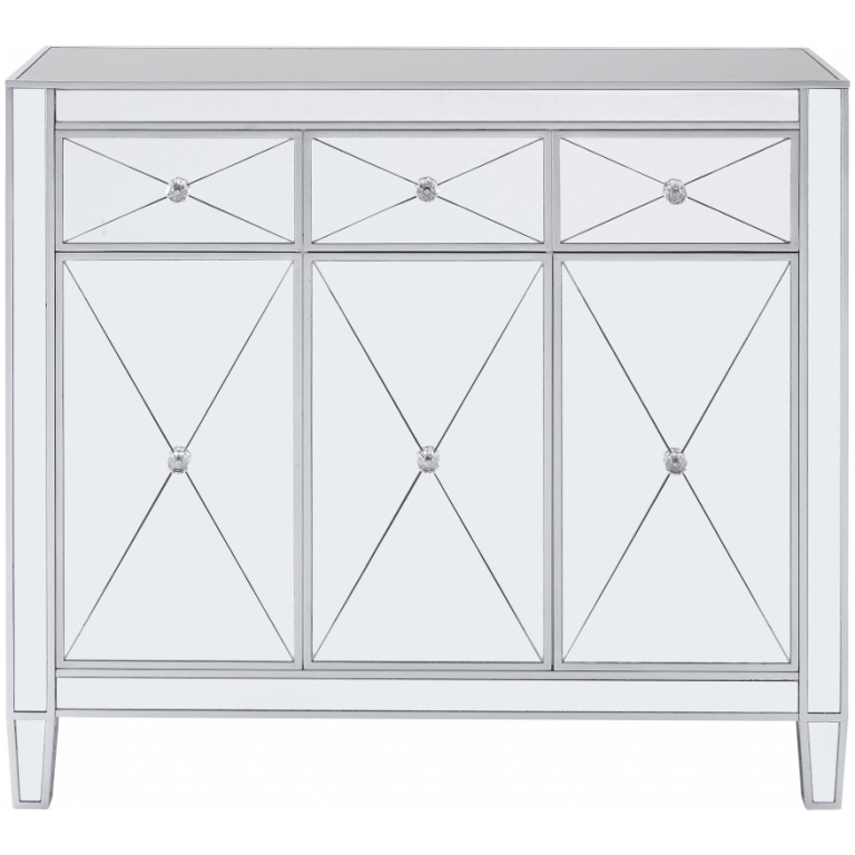 Glamorous Mirrored Bling Three Door Accent Cabinet - Hello Luxury Life